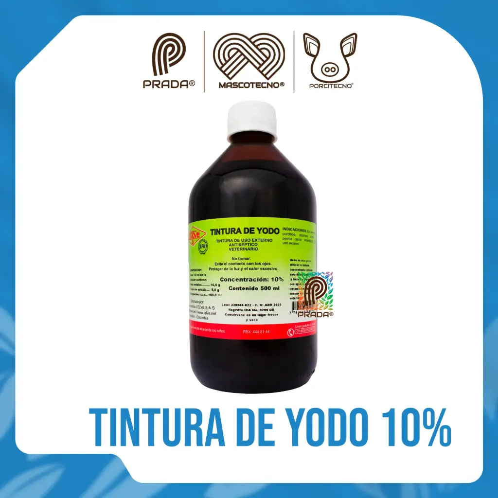 TINTURA DE YODO 10% X 500 ML | PRADA SABINC